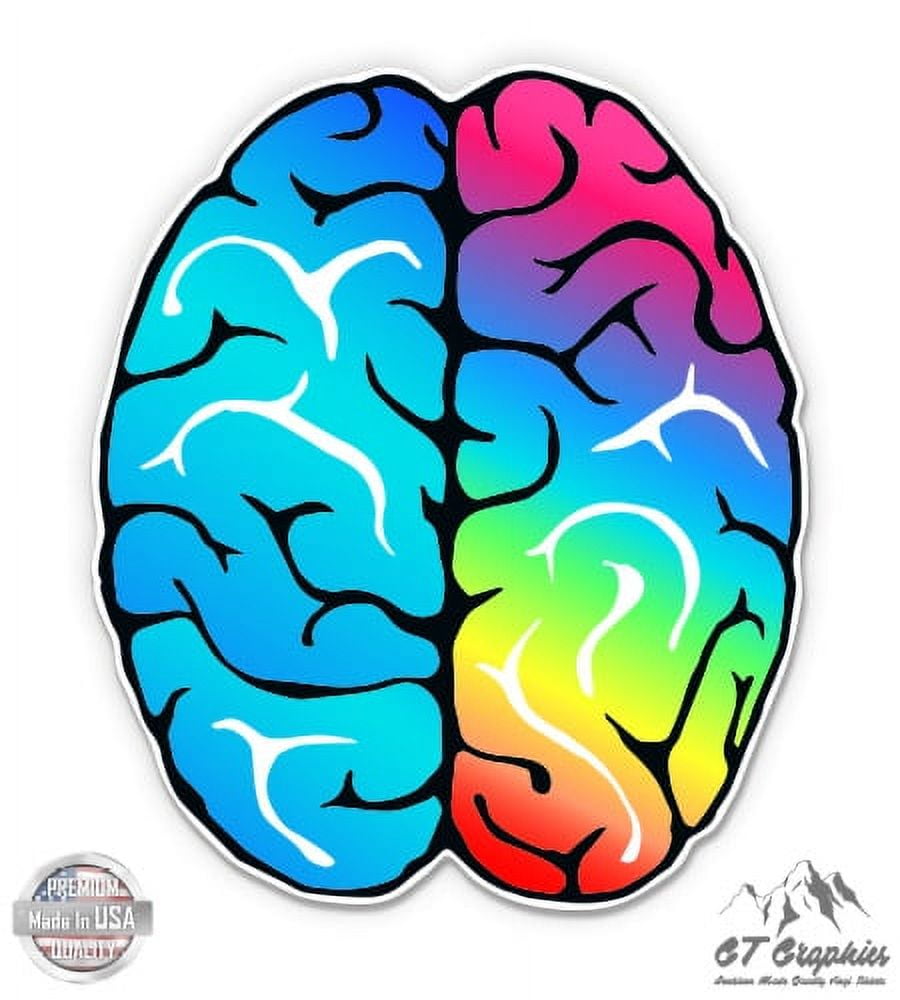 Brain Colorful Logical Creative - 5" Vinyl Sticker - For Car Laptop I ...
