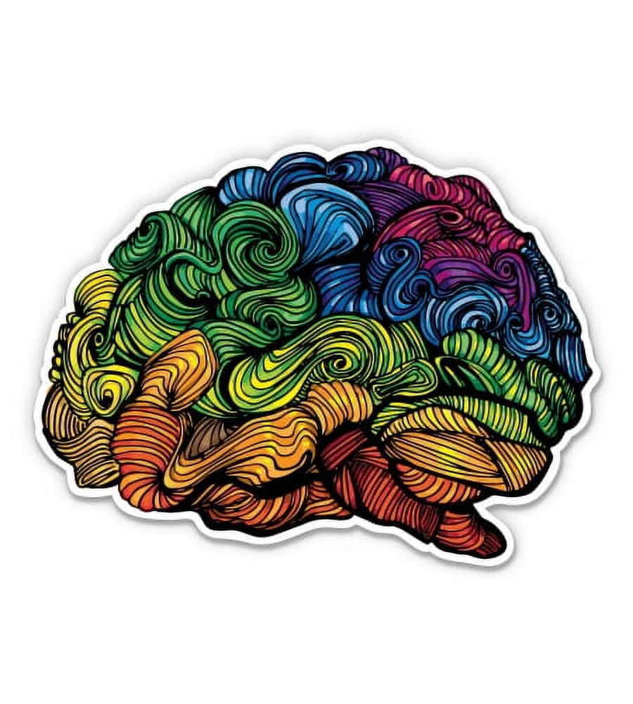 Brain Colorful Swirls - 8" Vinyl Sticker - For Car Laptop I-Pad ...