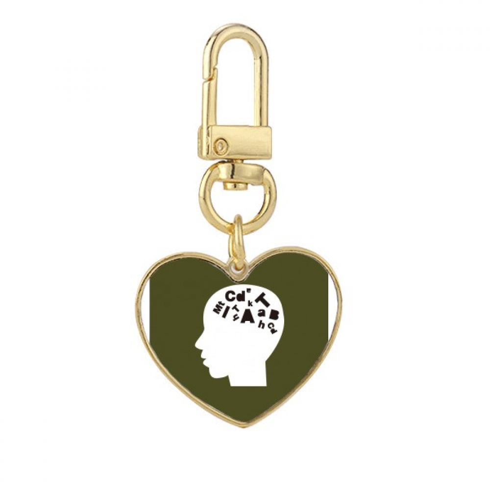 Brain Creates Letter Combinations Gold Heart Keychain Metal Keyring ...
