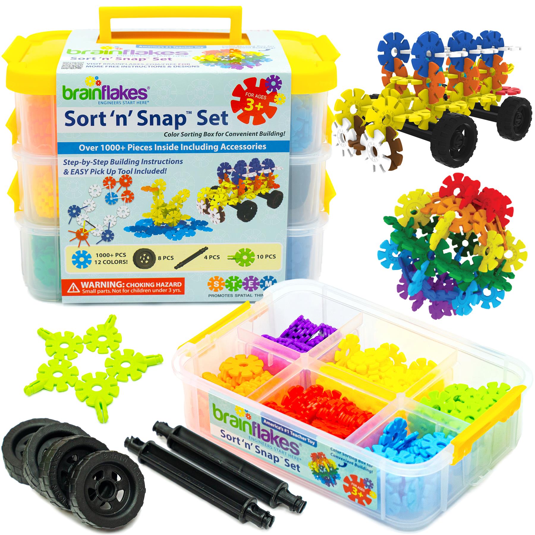 Brain Flakes 1000 Piece Sort ‘n’ Snap Set - Wheel Pieces and Special ...