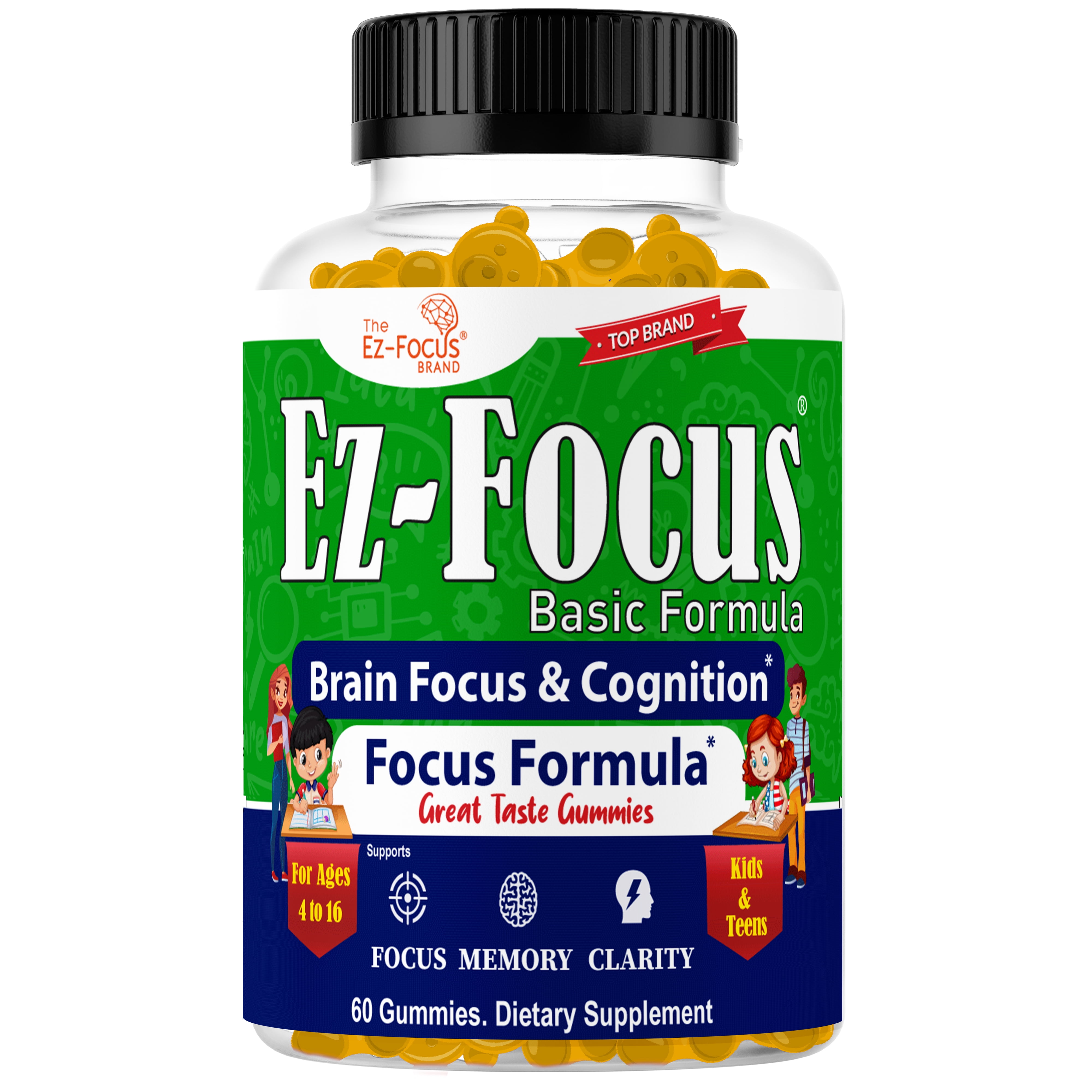 Ez-Focus Brain Booster Supplements for Kids & Teens, Omega 3 DHA ...