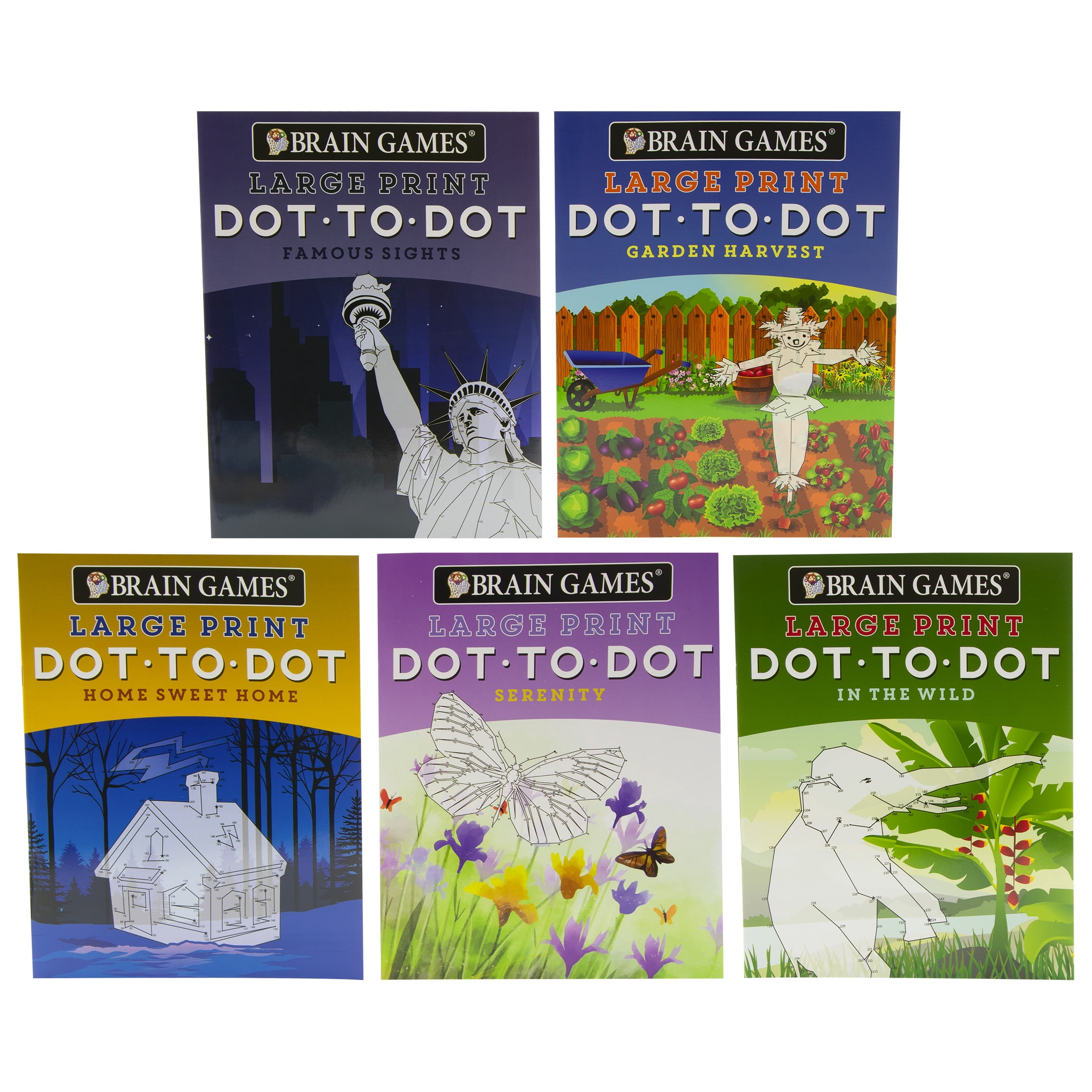 Brain Games Large Print Dot to Dot 5 pc Book Set - Walmart.com