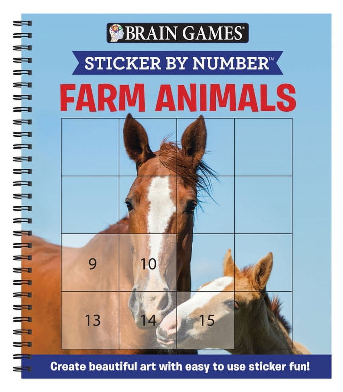 Brain Games - Sticker by Number: Farm Animals (Easy - Square Stickers ...