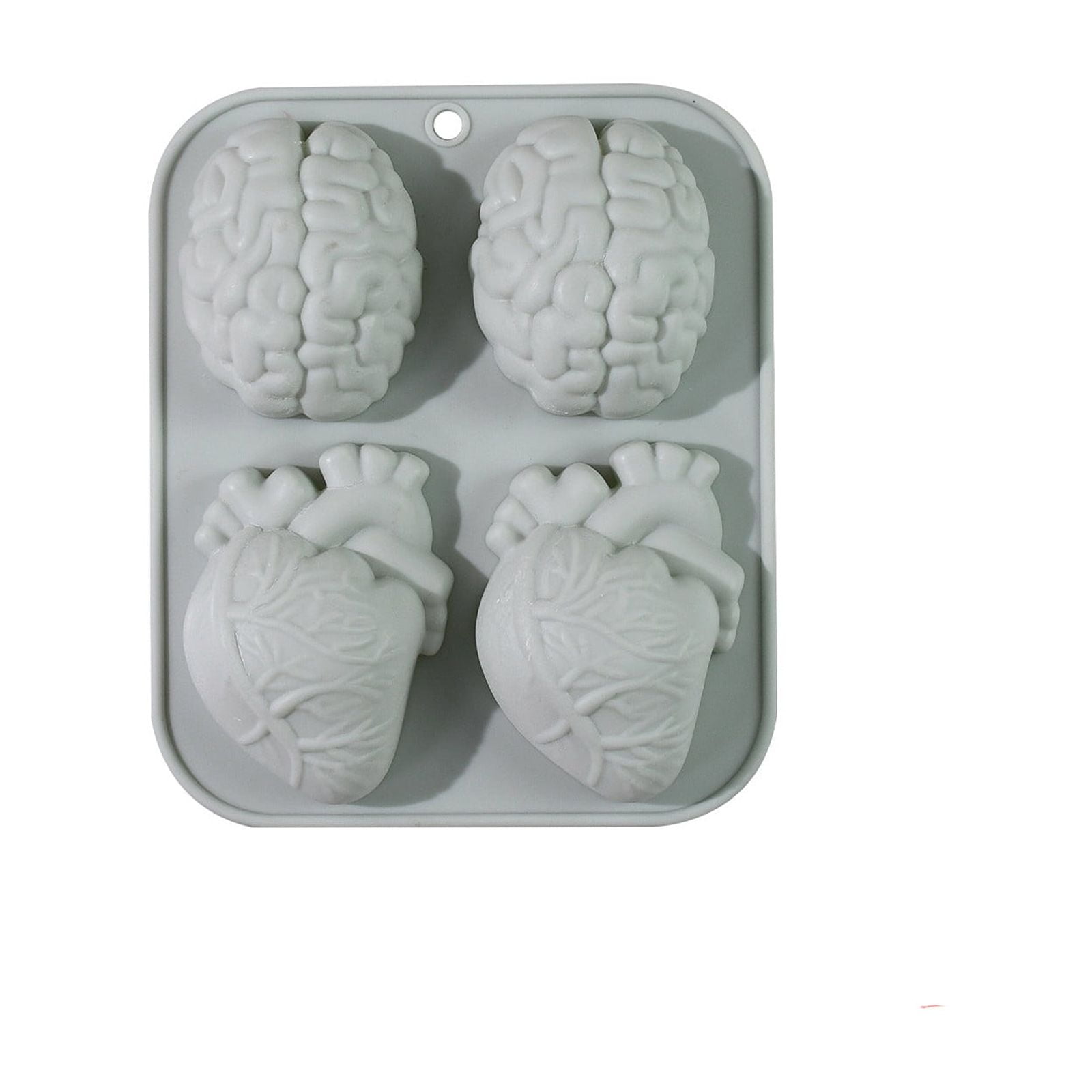 Brain Heart Silicone Molds, 4 Cavity Human Brain Chocolate Molds, Brain ...