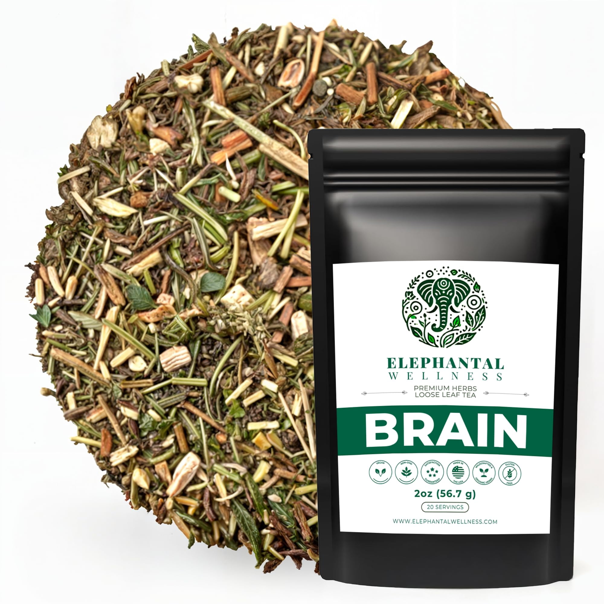 Brain Herbal Tea With Ashwagandha, Ginkgo Biloba & Bacopa, Brain Boost ...