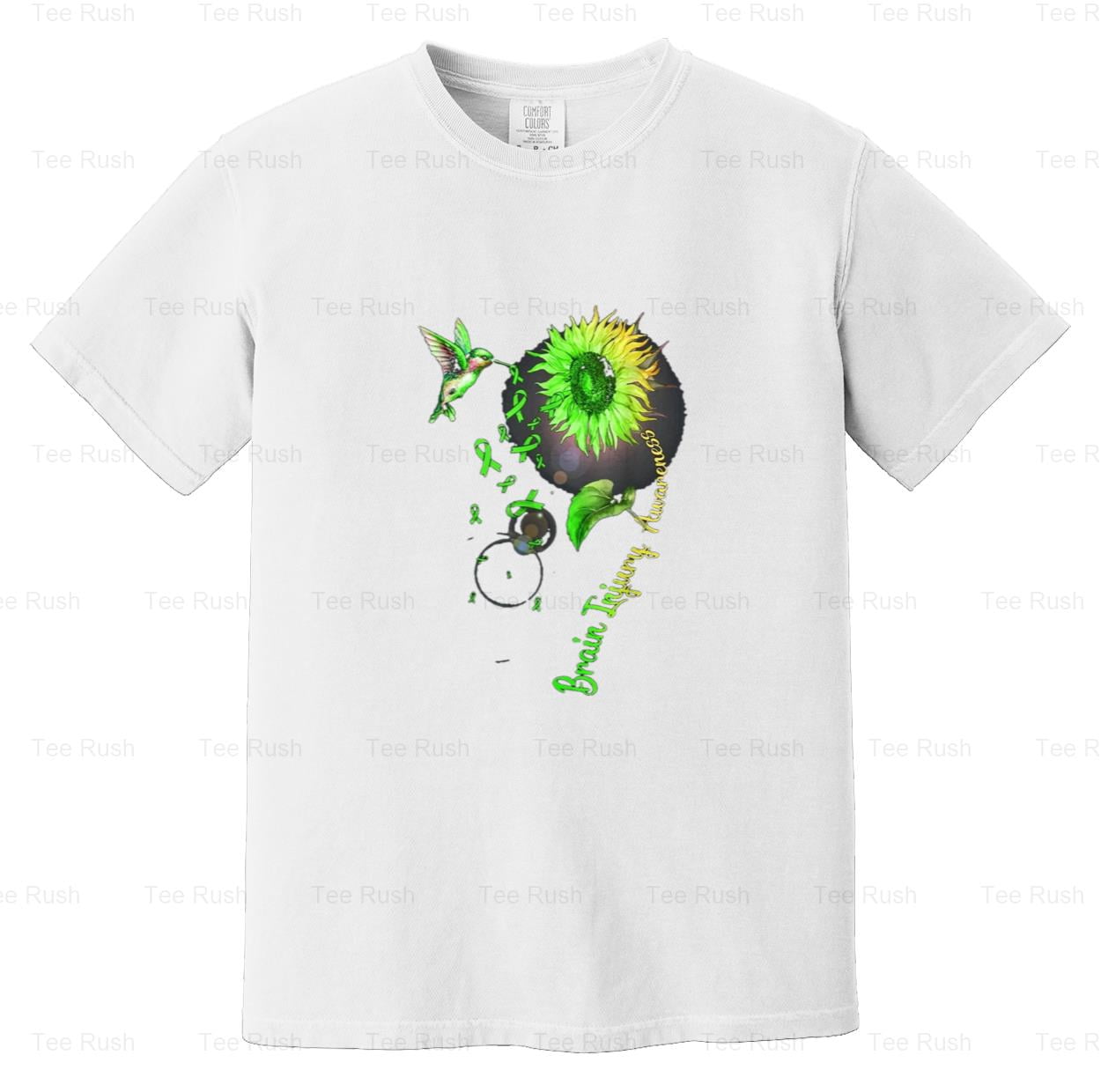 Brain Injury Sunflower Hummingbird Awareness Green Ribbon Support TBI ...