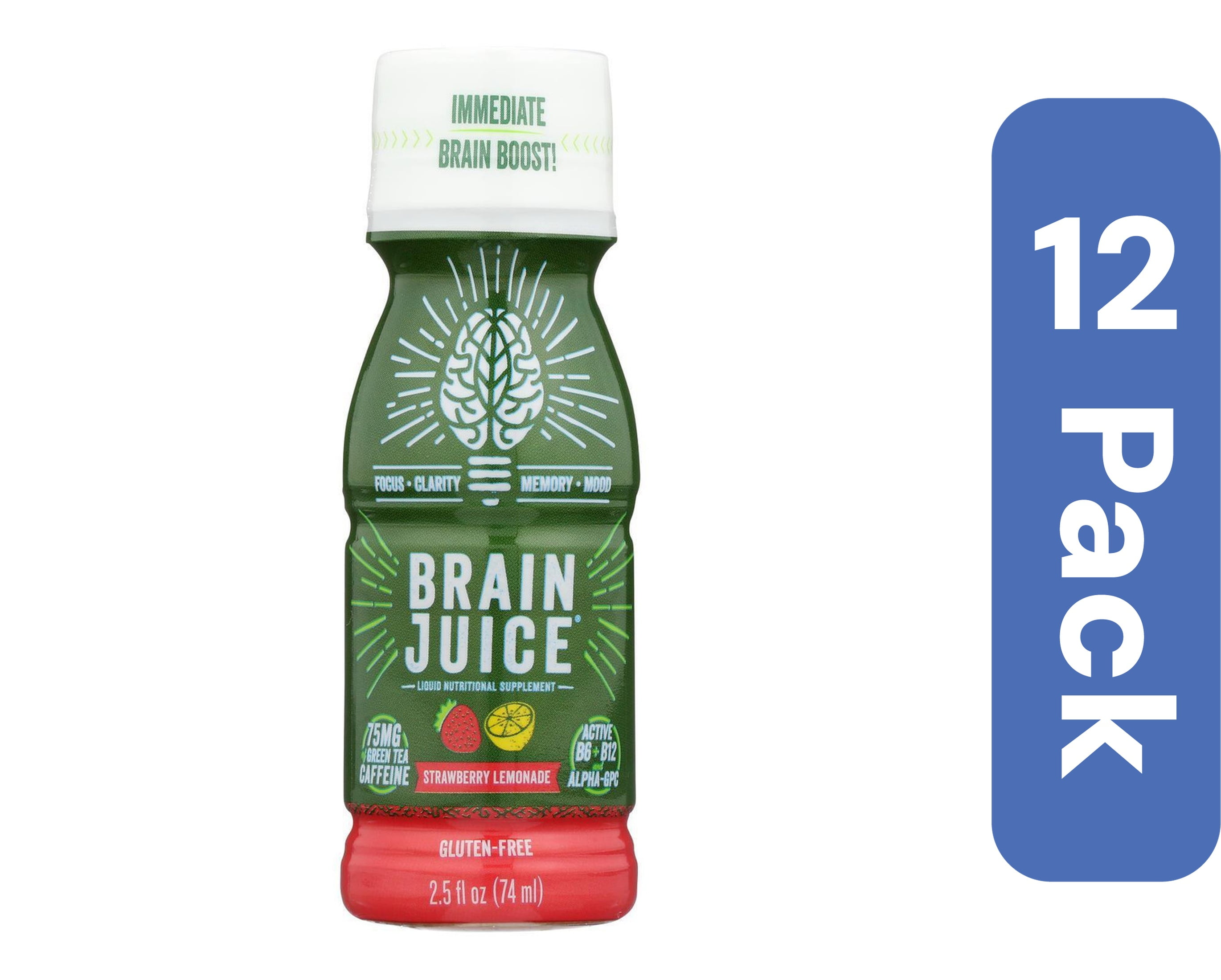 Brain Juice Energy Drink Shots - Strawberry Lemonade, Mood Boost, Case ...