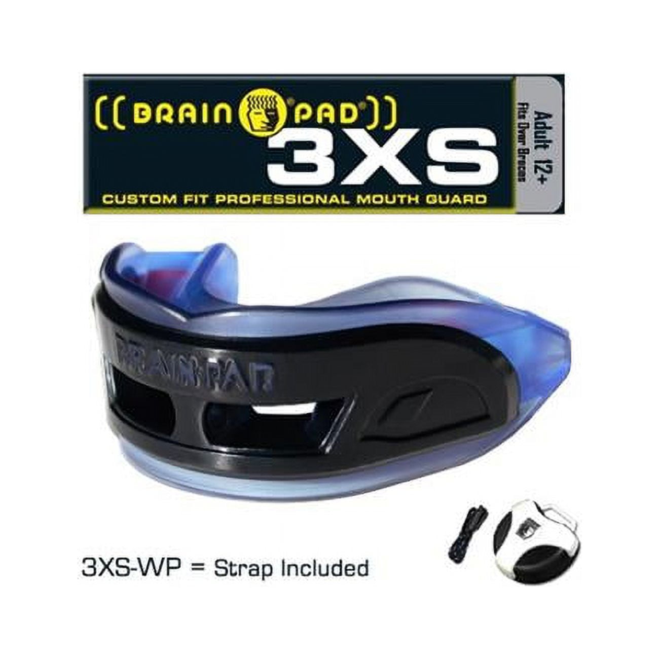Brain Pad 3XSWP- Blue-Black Adult Triple Laminated Mouthguard, Blue ...