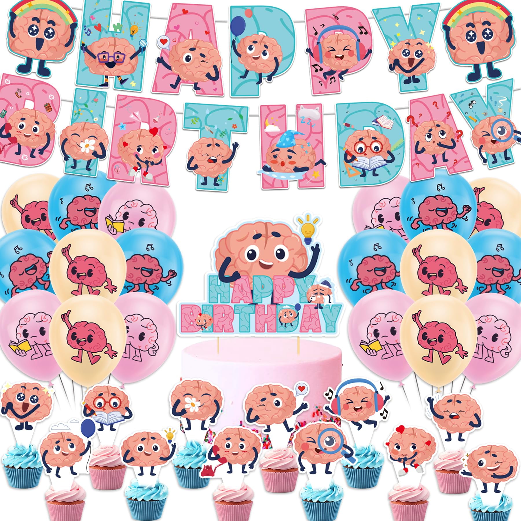 Brain Party Decorations PriNst Brain Birthday Party Supplies Includes ...