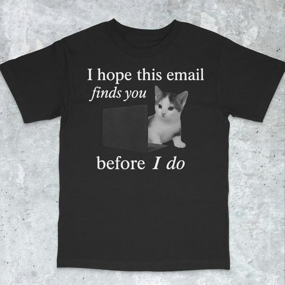 Brain Rot Cat Graphic T-Shirt, Ironic Cartoon Feline Illustration Tee ...