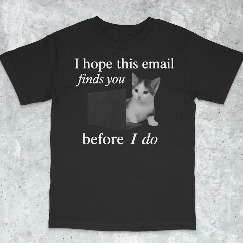 Brain Rot Cat Graphic T-Shirt, Ironic Cartoon Feline Illustration Tee ...