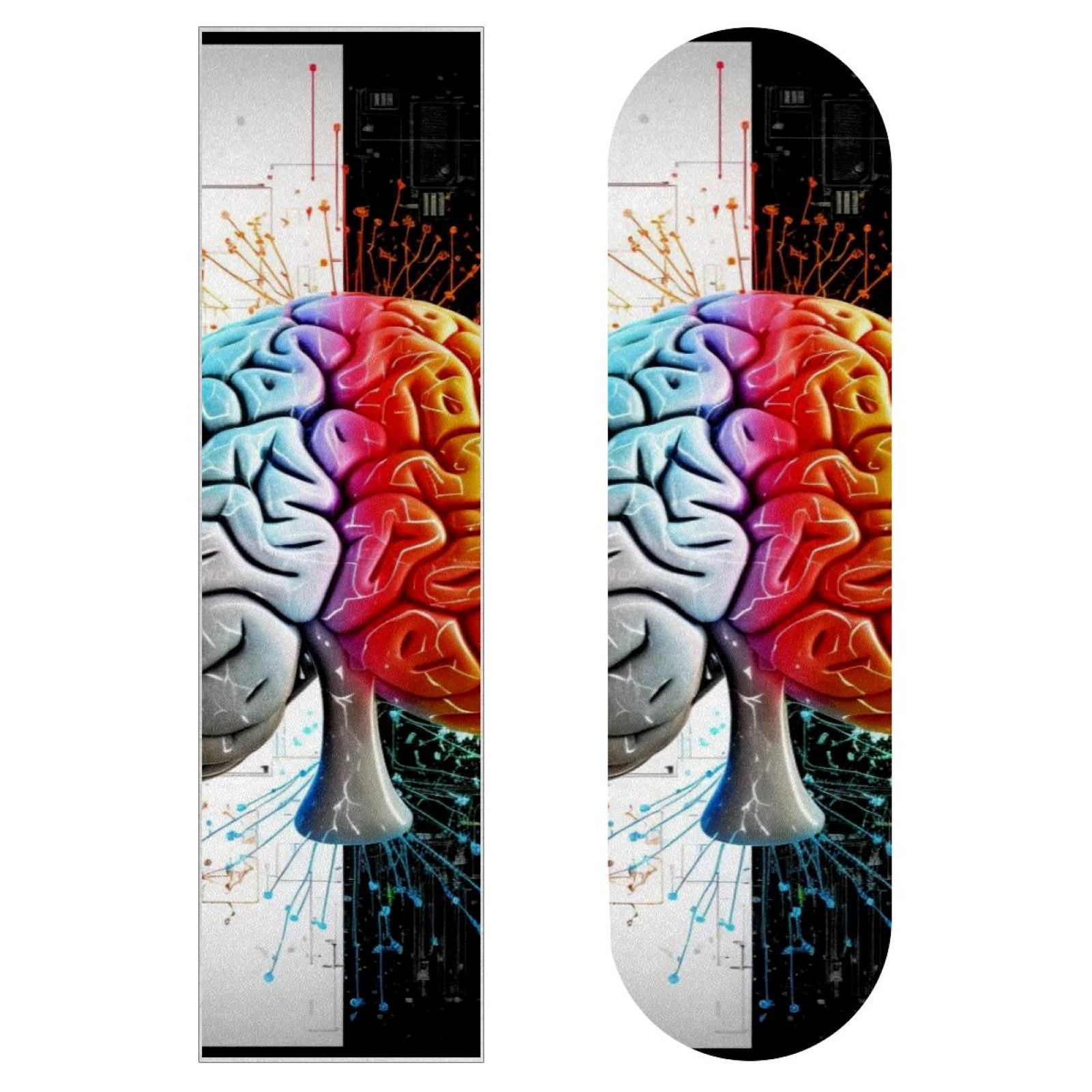 Brain Skateboard Grip Tape Pack of Two - Emery Surface, PVC Backing, 8 ...