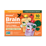 Brain Squeezers Fruit and Veggie Pouches with BrainPack, No Added Sugar ...