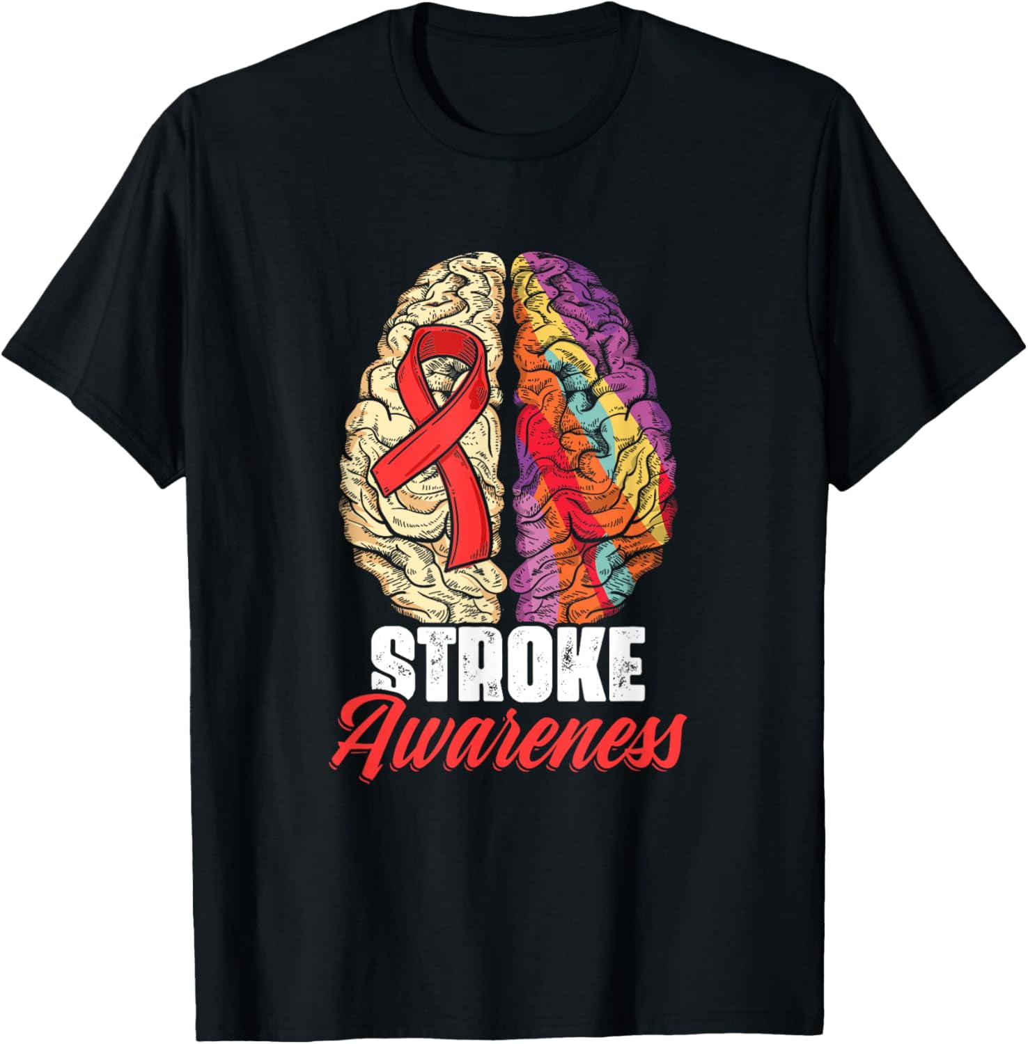 Brain Stroke Survivor Red Ribbon Stroke Awareness T-Shirt - Walmart.com