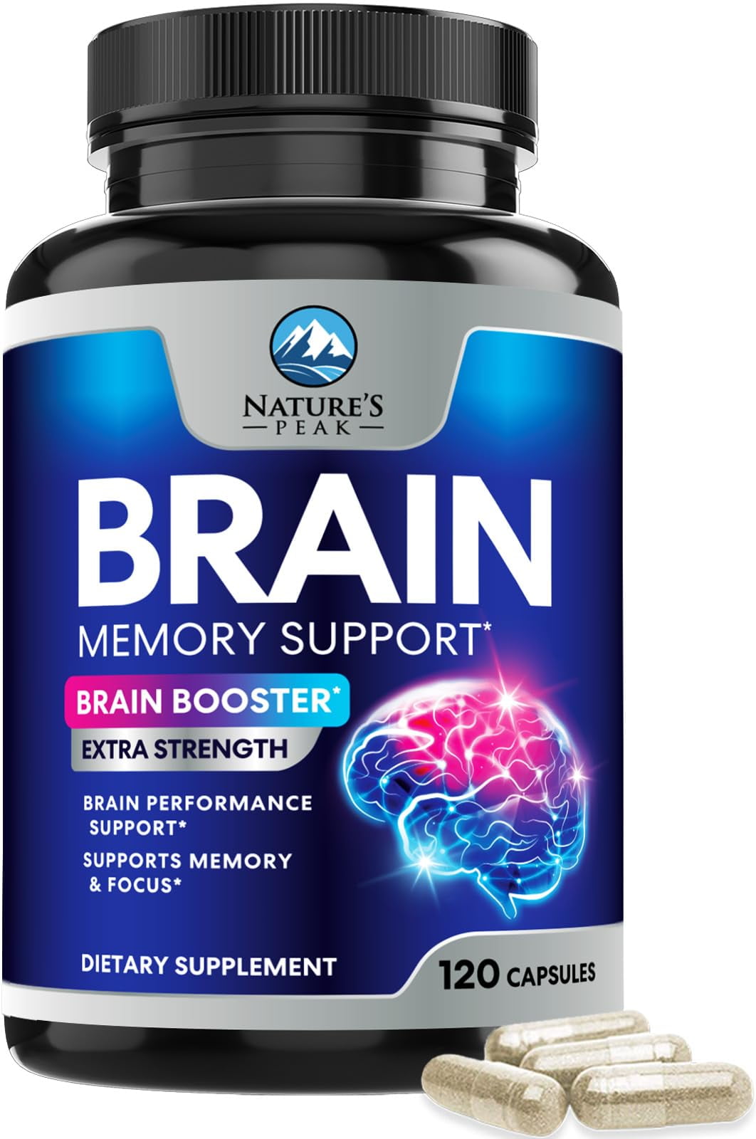 Natures Peak Brain Memory Support Supplement For Adults Nootropic Elevate Formula For Focus