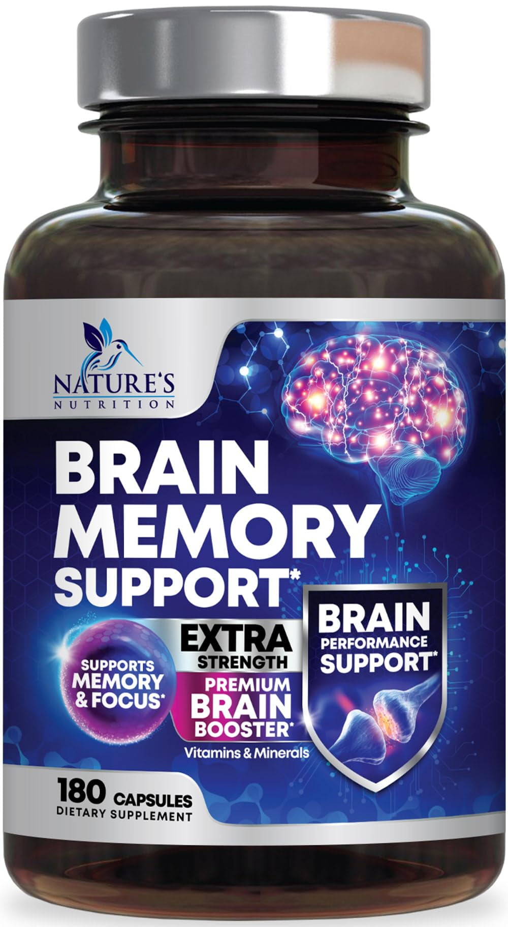 Nootropic Brain Support - Memory & Focus Enhancing Supplements - 180 Capsules - Walmart.com