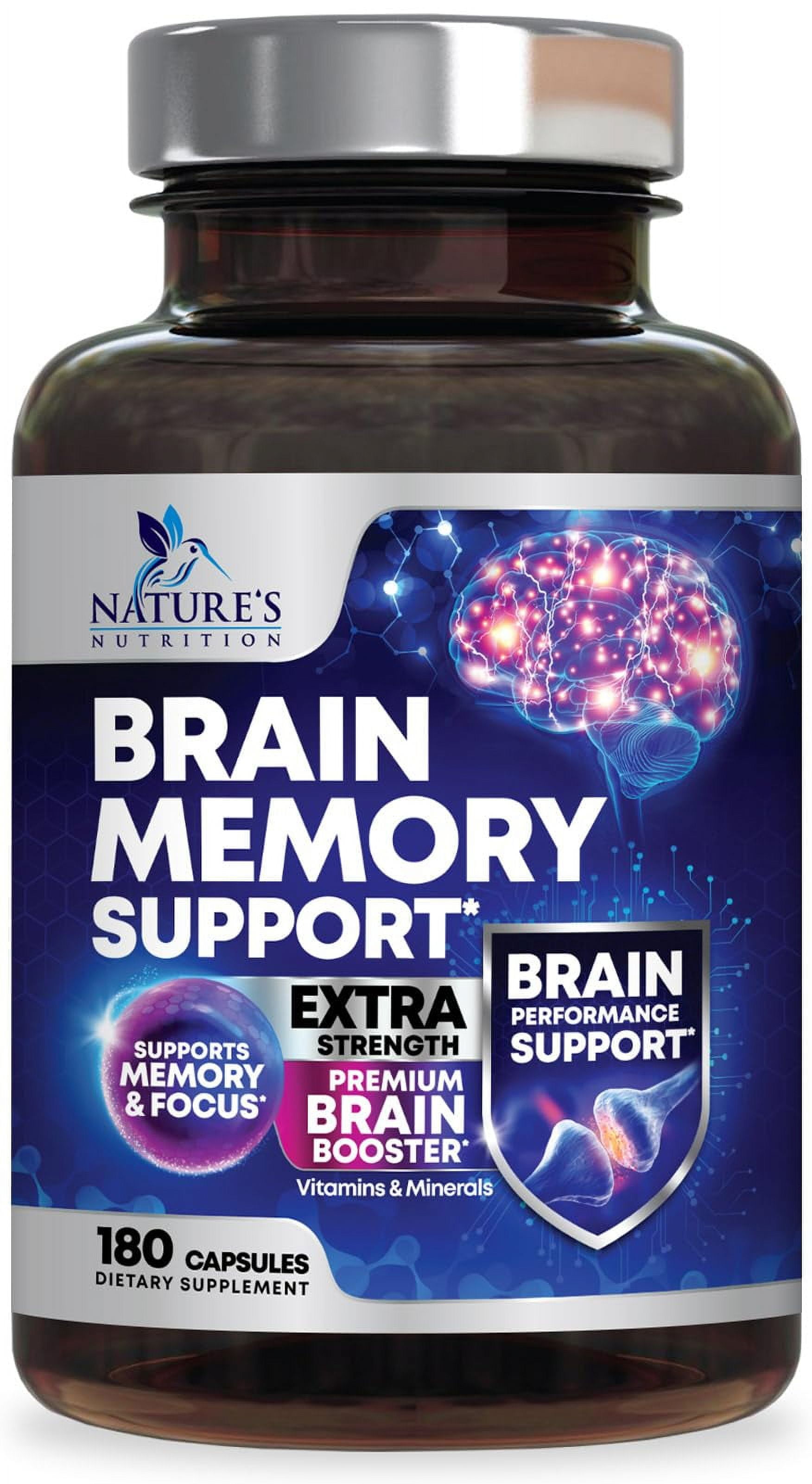 Nootropic Brain Support - Memory & Focus Enhancing Supplements - 180 Capsules - Walmart.com