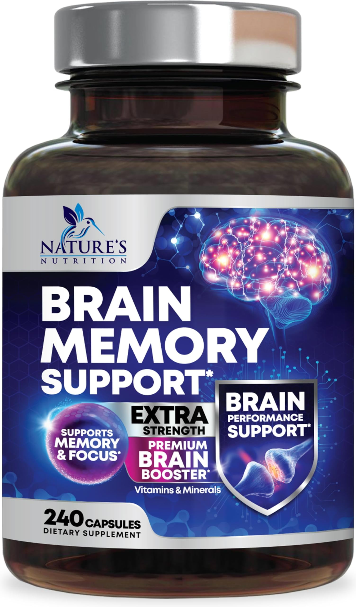 Nootropic Brain Booster - Memory & Focus Supplements, 40 Vitamins for ...
