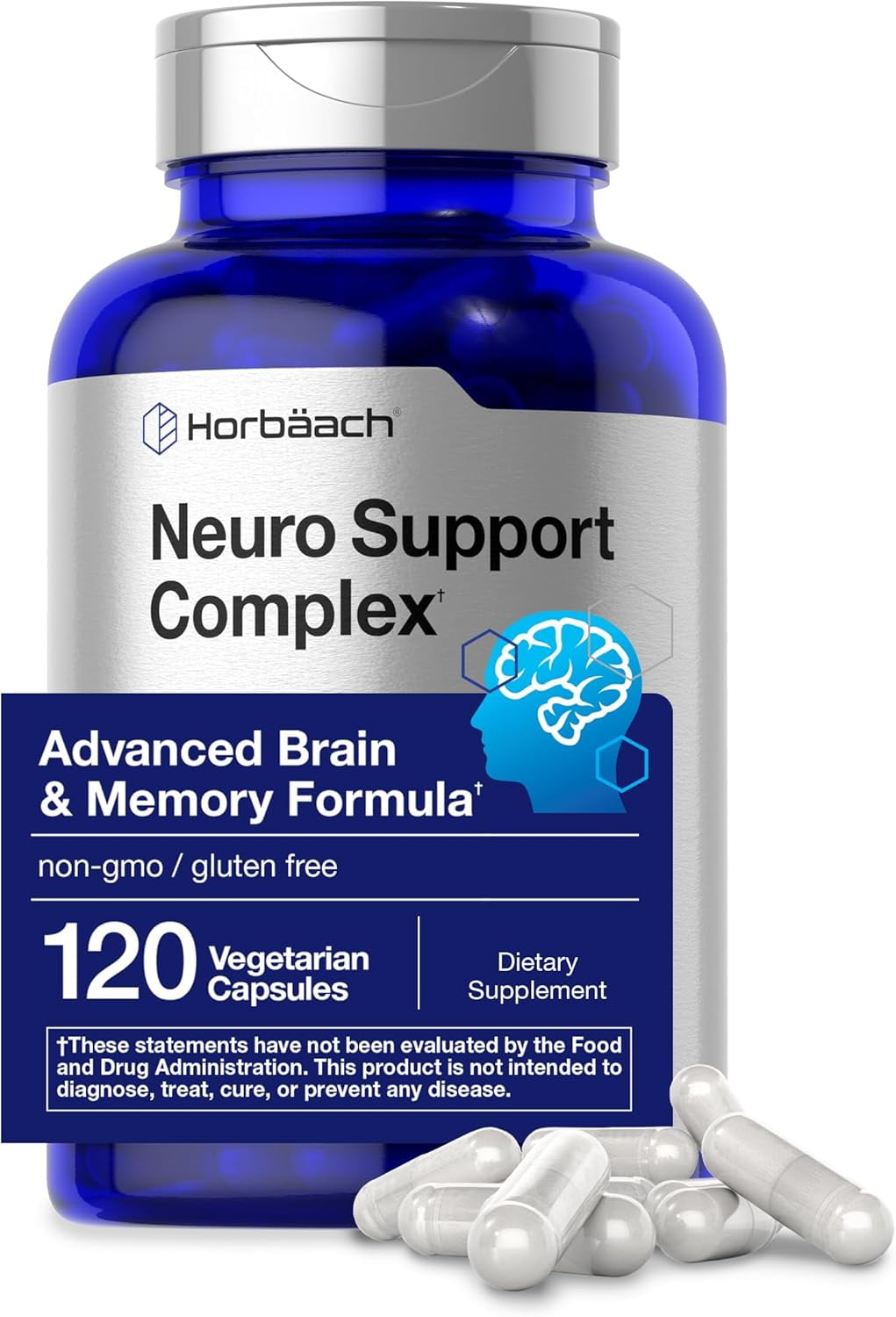 Horbaach, Brain Support Supplement, 120 Capsules, Vegetarian Formula ...
