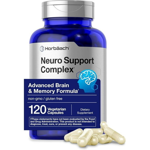 Horbaach Brain Support Supplement, 120 Vegetarian Capsules, Bacopa ...