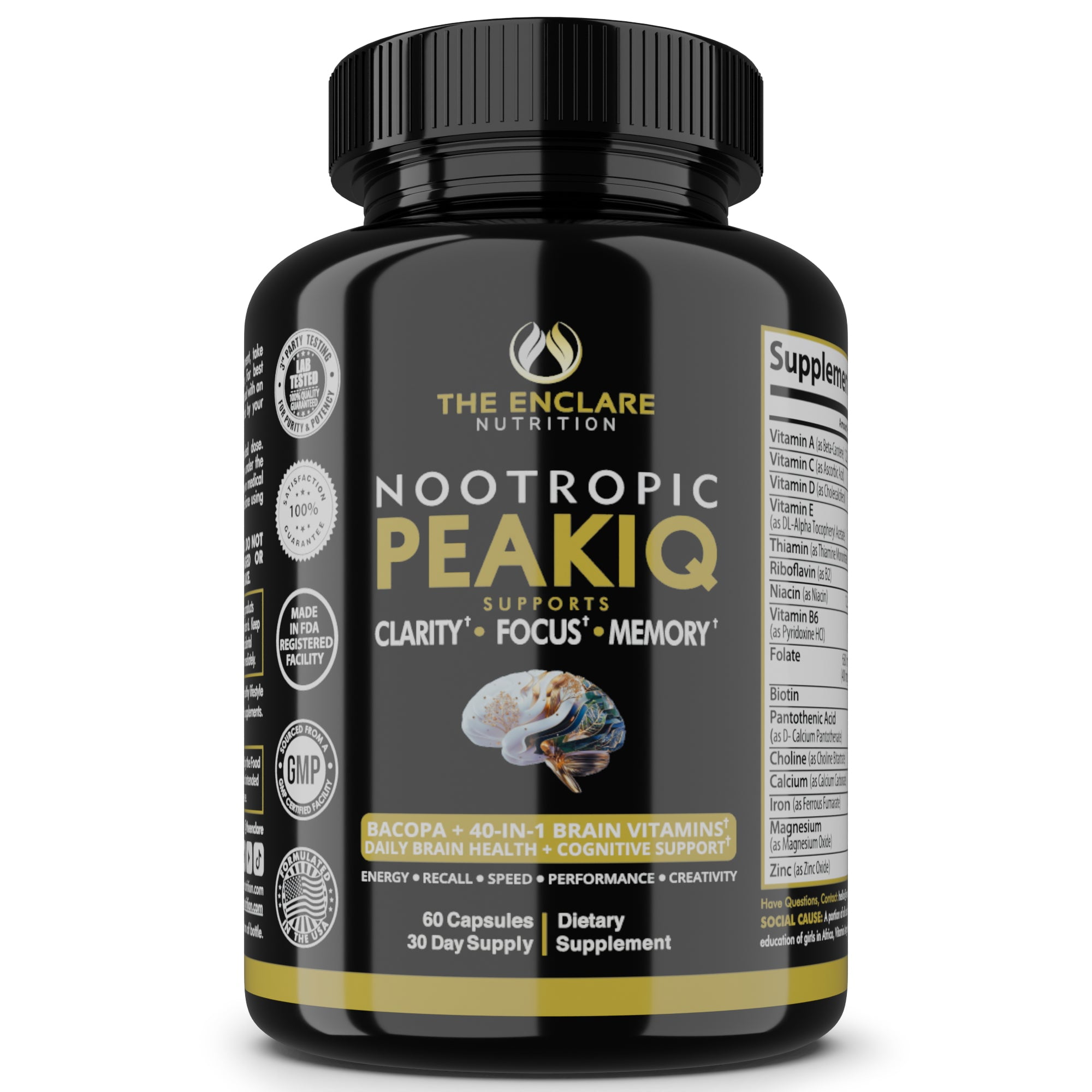 Brain Support Supplement for Memory, Focus, Clarity - Nootropic Brain ...