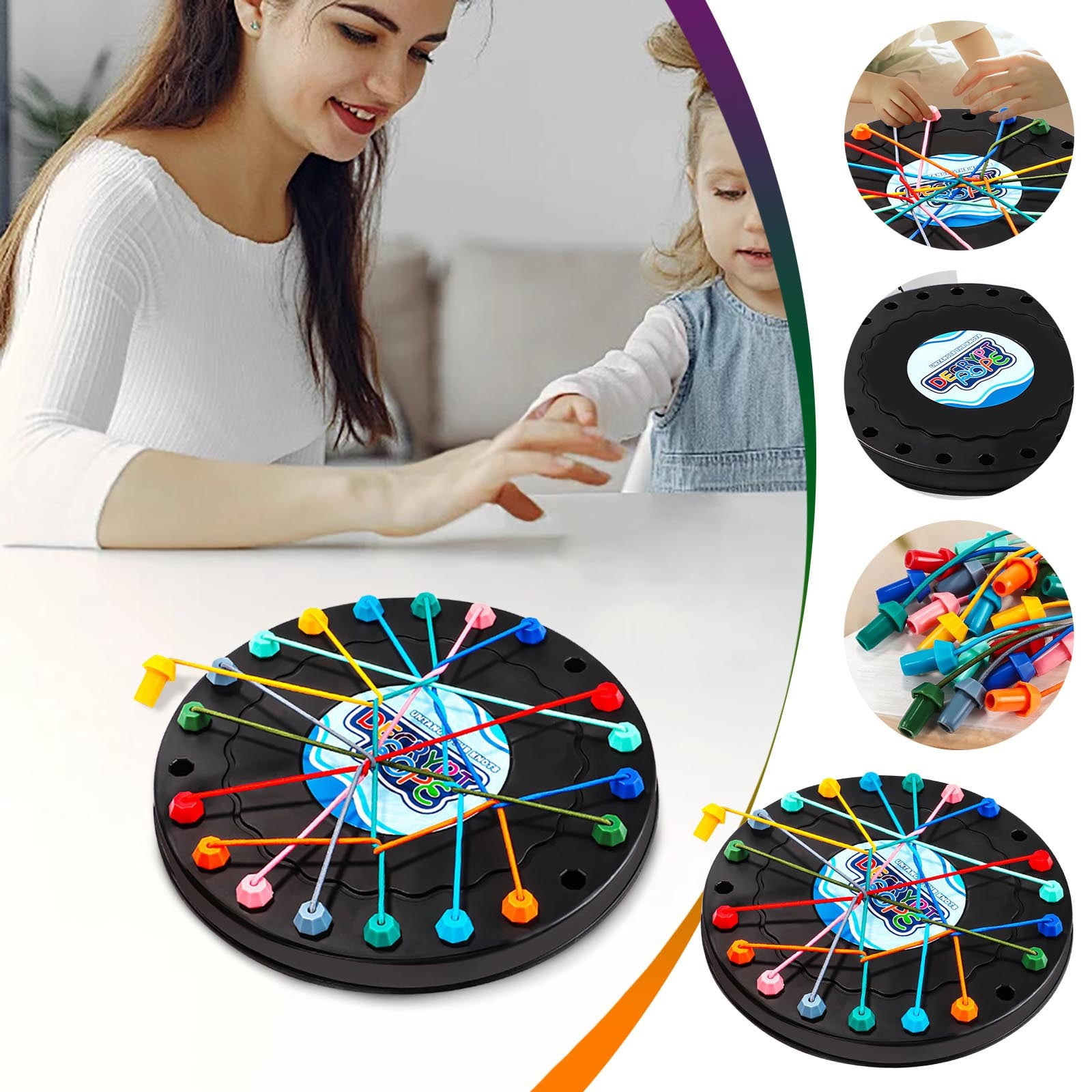 Brain Teaser Knot Puzzle Game, Wooden Rope Toy, Enhances Critical ...