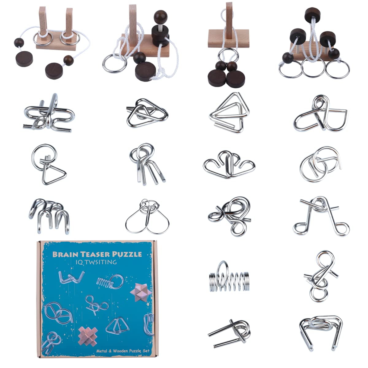 Brain Teaser Puzzle Wooden DHF10 Threading Rope Loop Puzzle Luban Lock ...