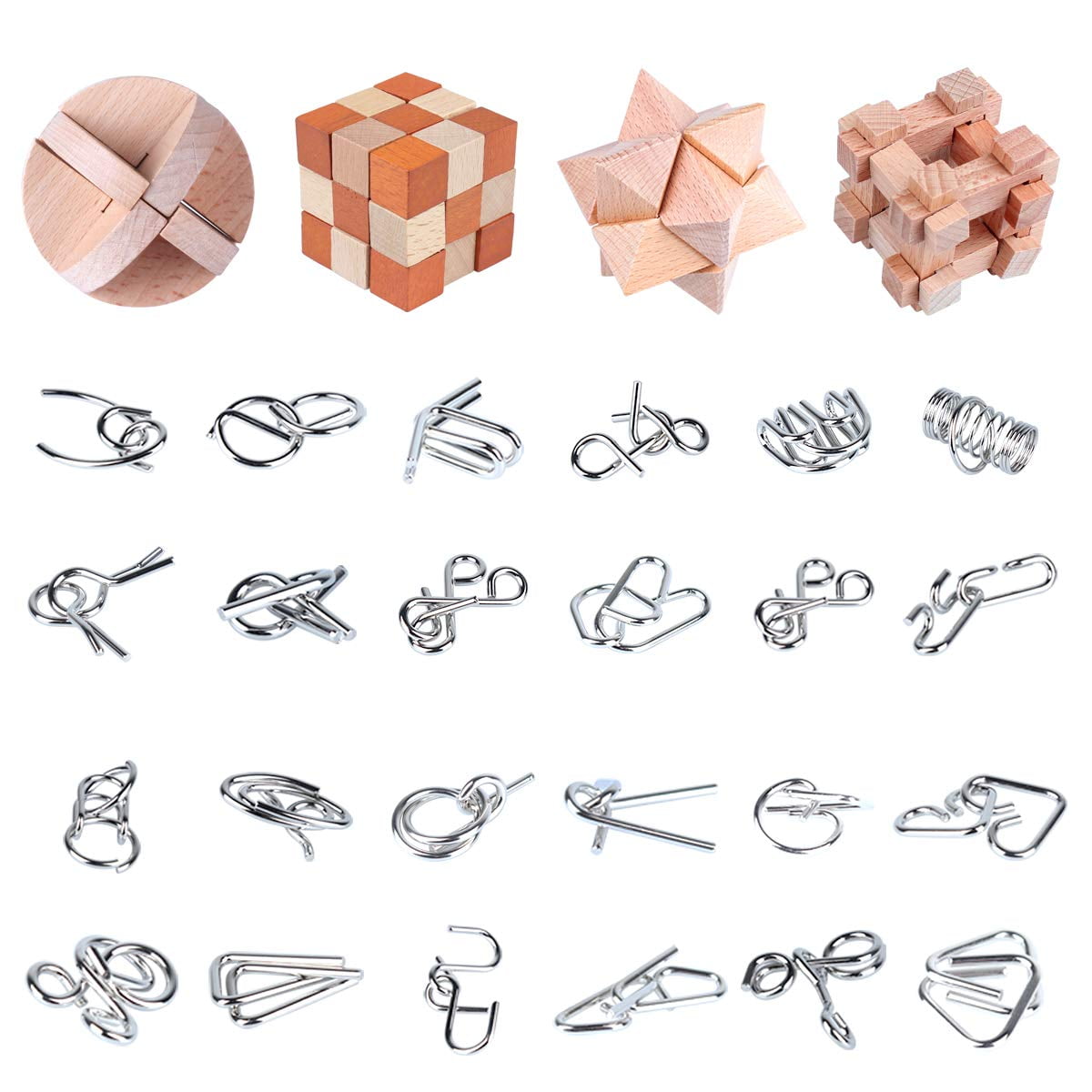 Brain Teaser Puzzle for EC36 Kids Adults Puzzle Games Wooden and Metal ...