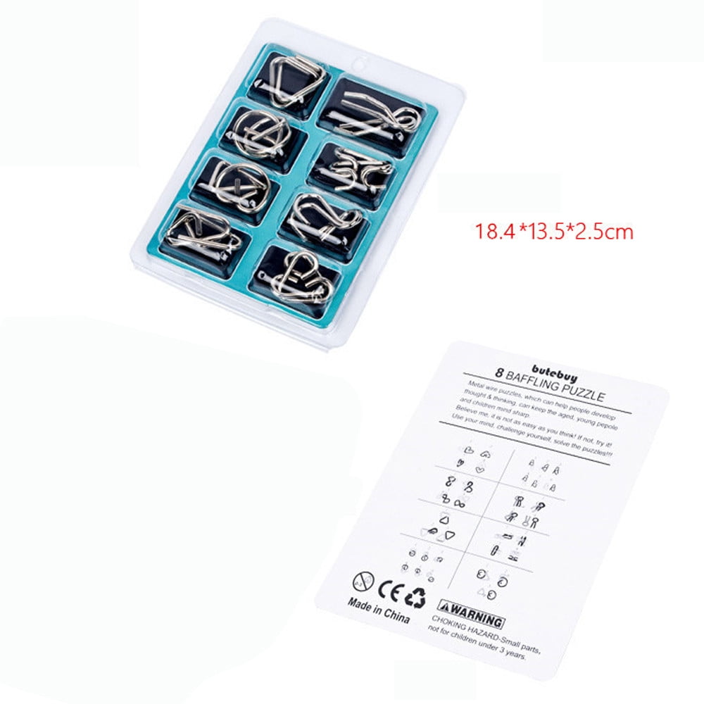 Brain Teasers Metal Puzzle Toys Set of 8, for Kids and Adults IQ Test ...
