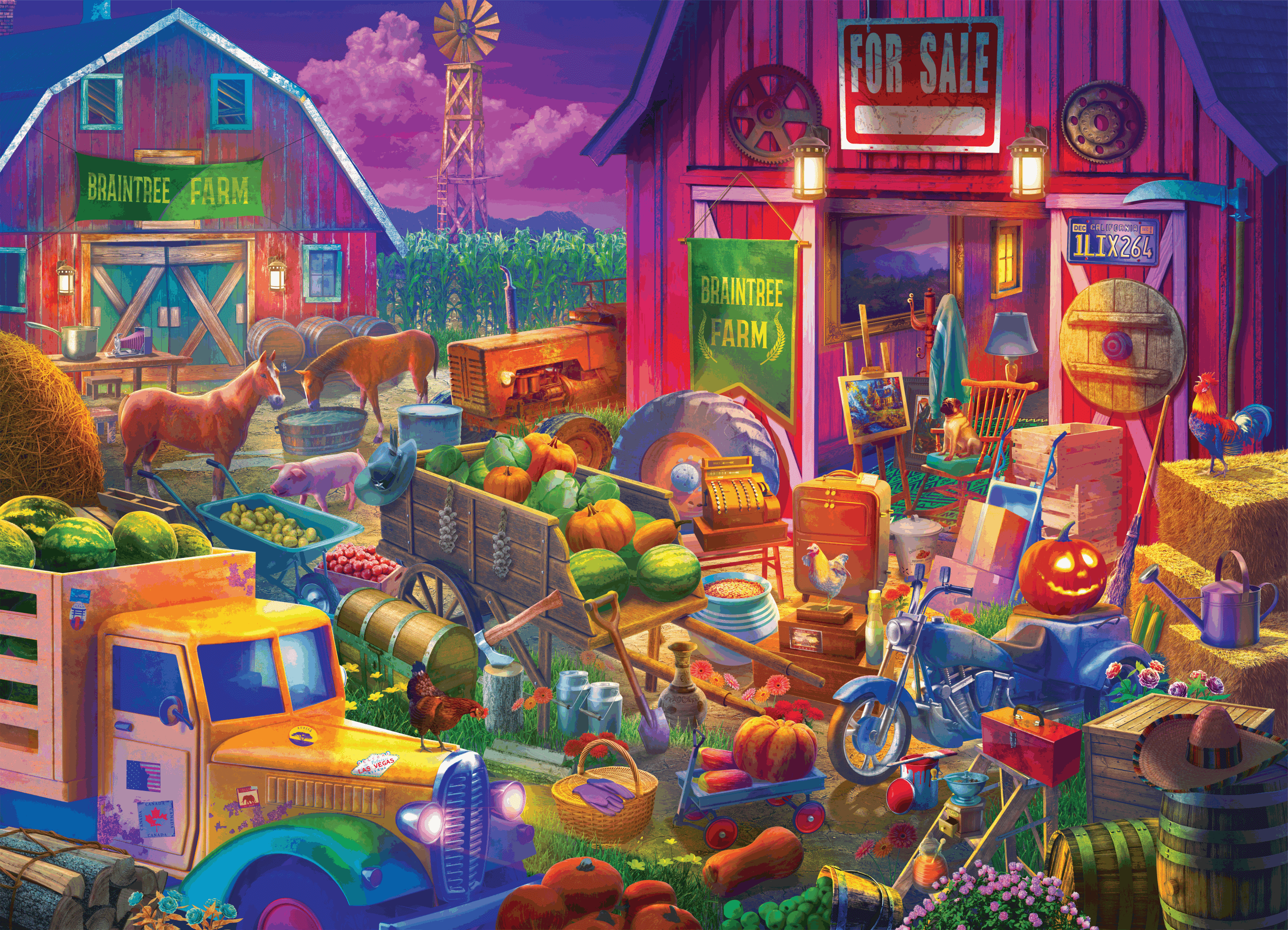 Brain Tree - Dusky Barn 1000 Piece Puzzle for Adults - Unique Puzzles ...