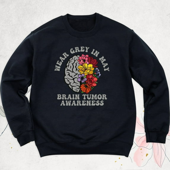 Brain Tumor Awareness , Brain Cancer Gray Ribbon Sweatshirt, Brain ...