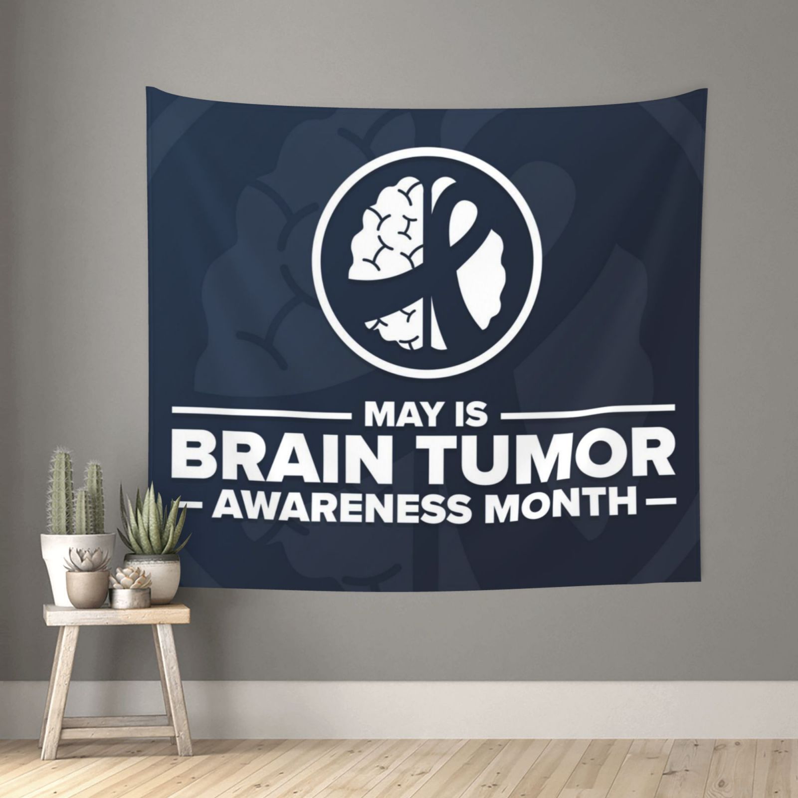Brain Tumor Awareness Month Grey Ribbon Tapestry Banner Backdrop Flag ...