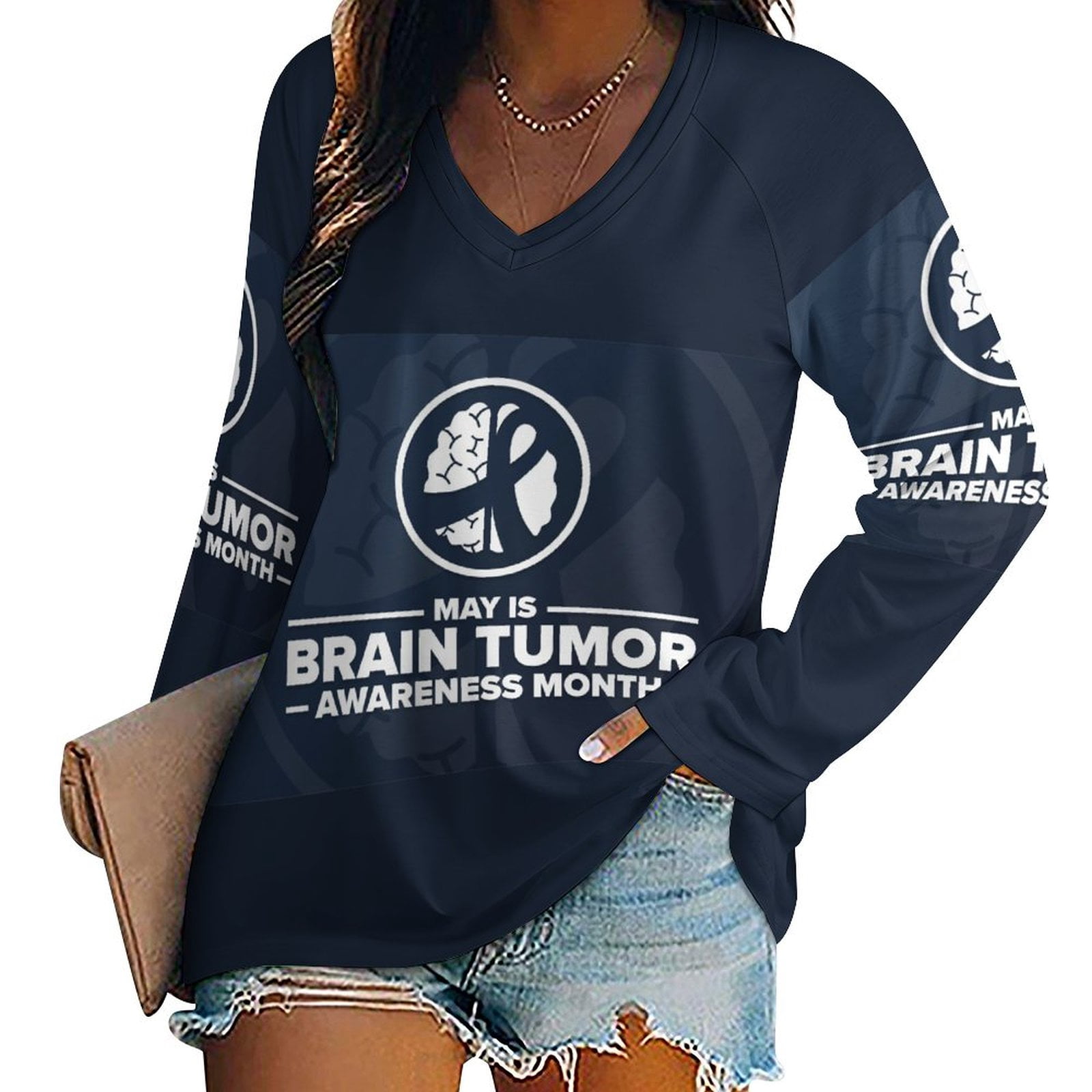 Brain Tumor Awareness Month Grey Ribbon Women's Long Sleeve Shirts ...