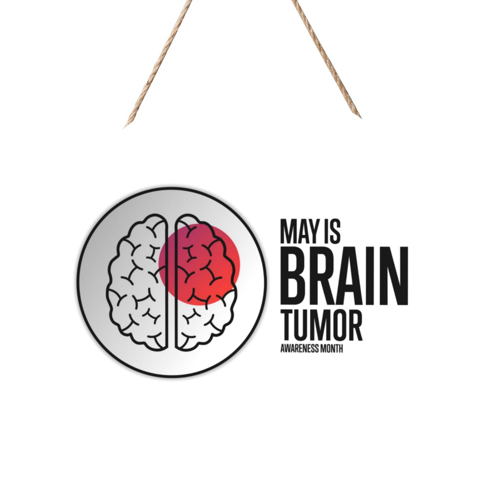 Brain Tumor Awareness Month Grey Ribbon Wooden Hanging Sign Ornament ...