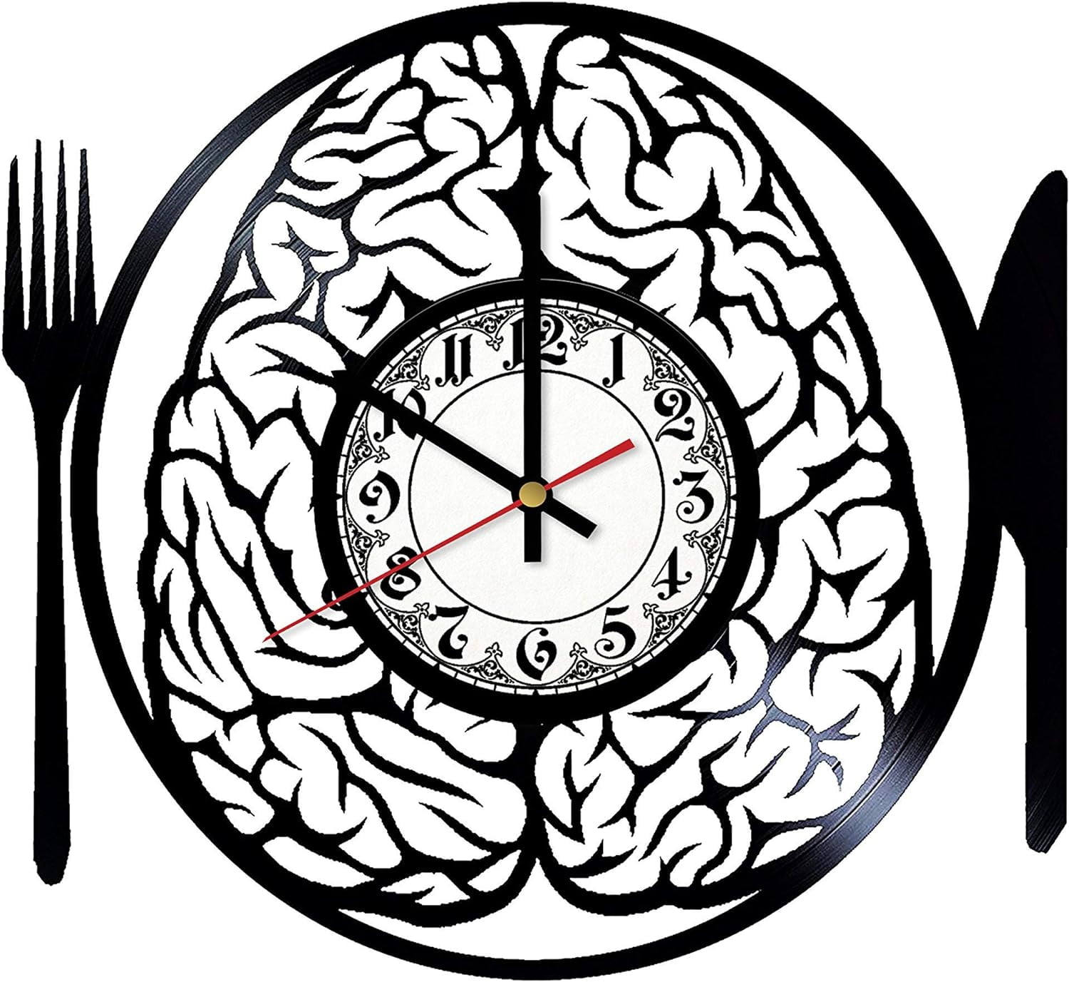 Brain Vinyl Wall Clock,Vinyl Record Clock Wall Art Unique Bedroom ...