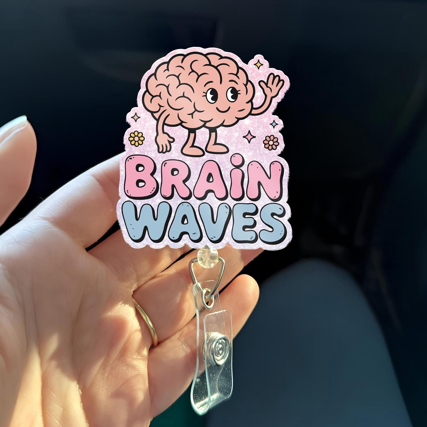 Brain Waves Badge Reel, Neurology Nurse Badge Holder, Cute Brain Badge ...