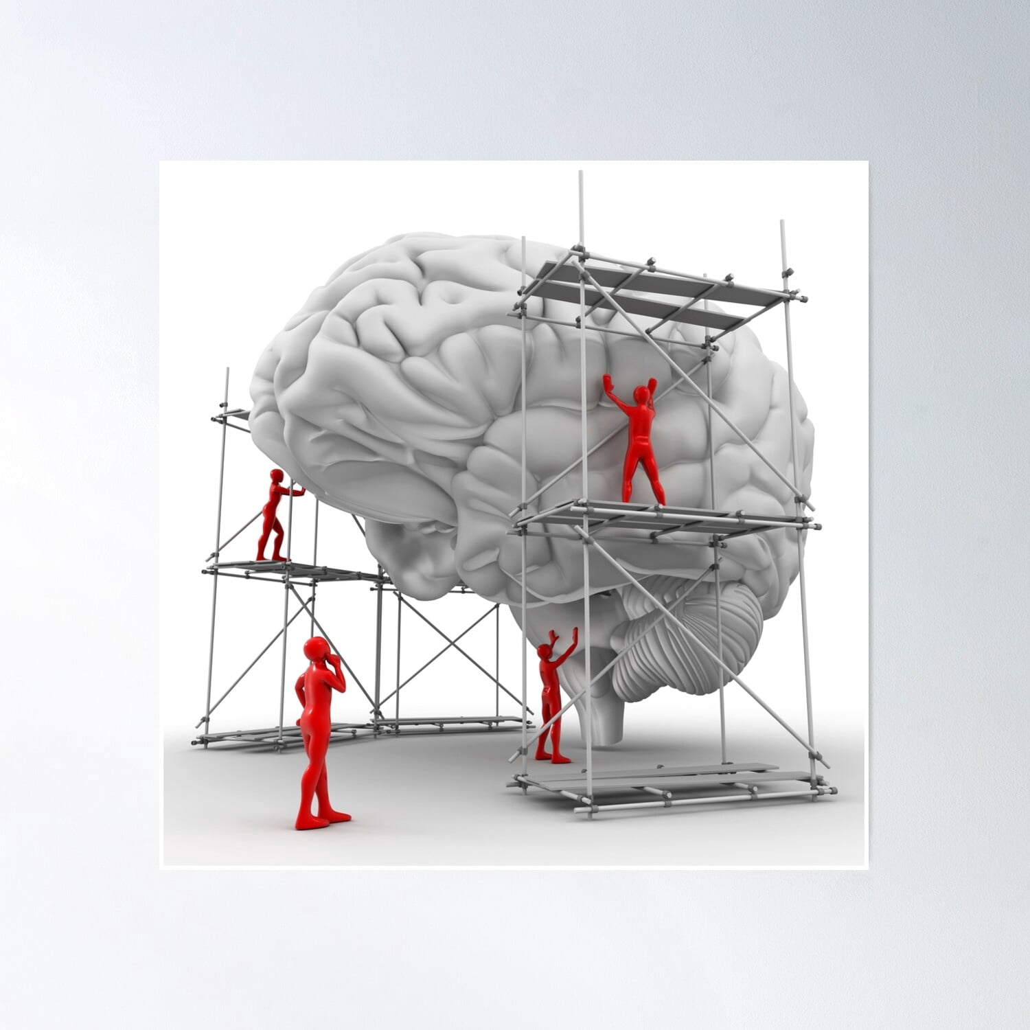 Brain With Workers, Mental Health (F003/4061) Poster Wall Art, Modern ...