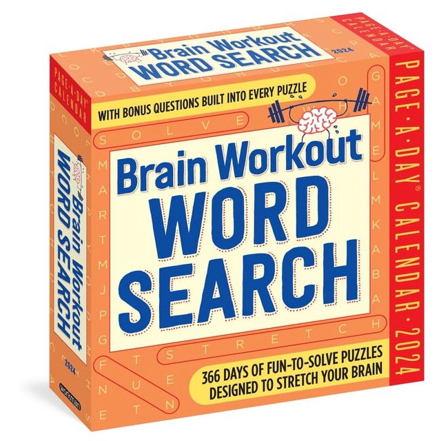 Brain Workout Word Search Page-A-Day Calendar 2024 : 366 Days of Fun-to ...