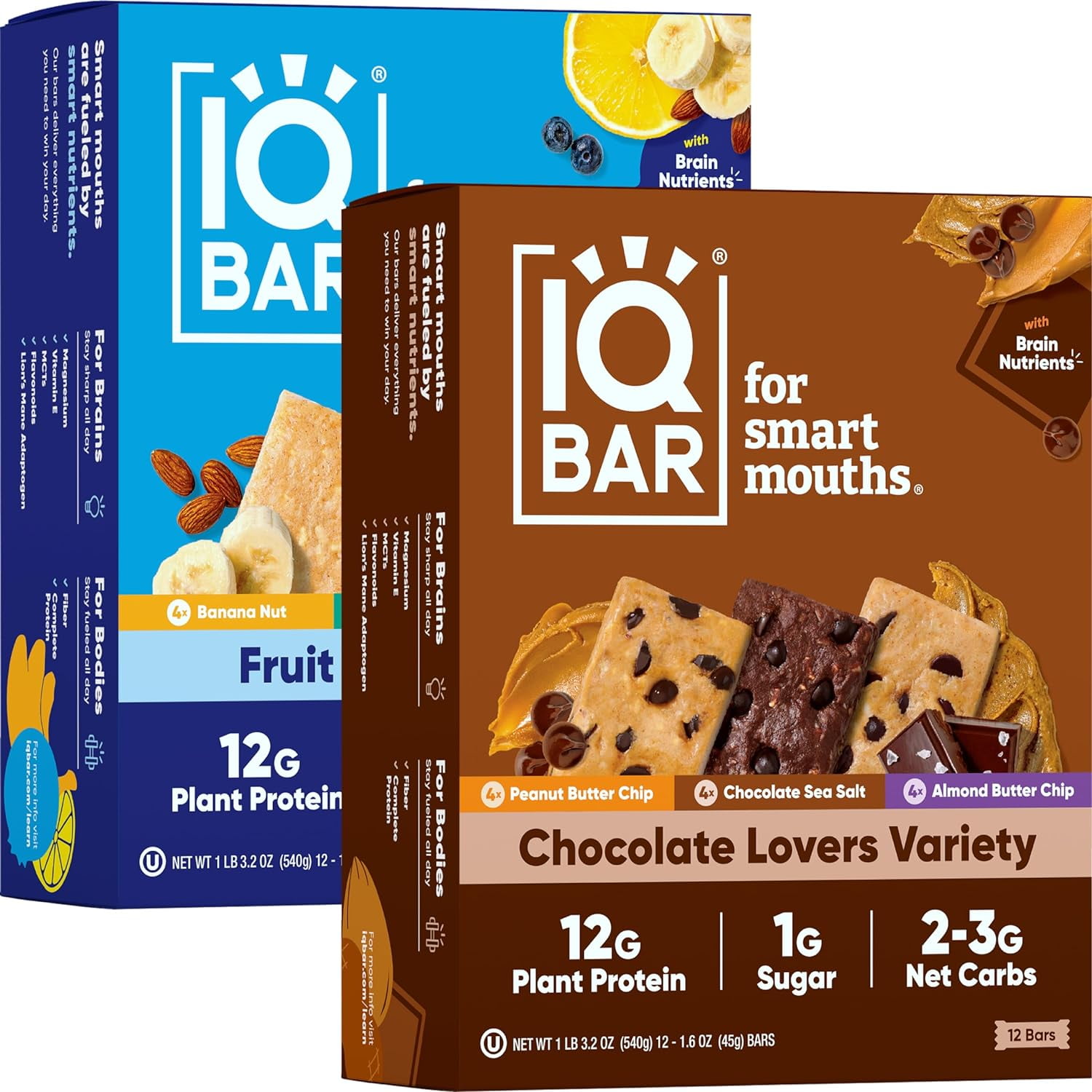 Brain and Body Plant Protein Bars - Chocolate & Fruit Variety - 24 ...