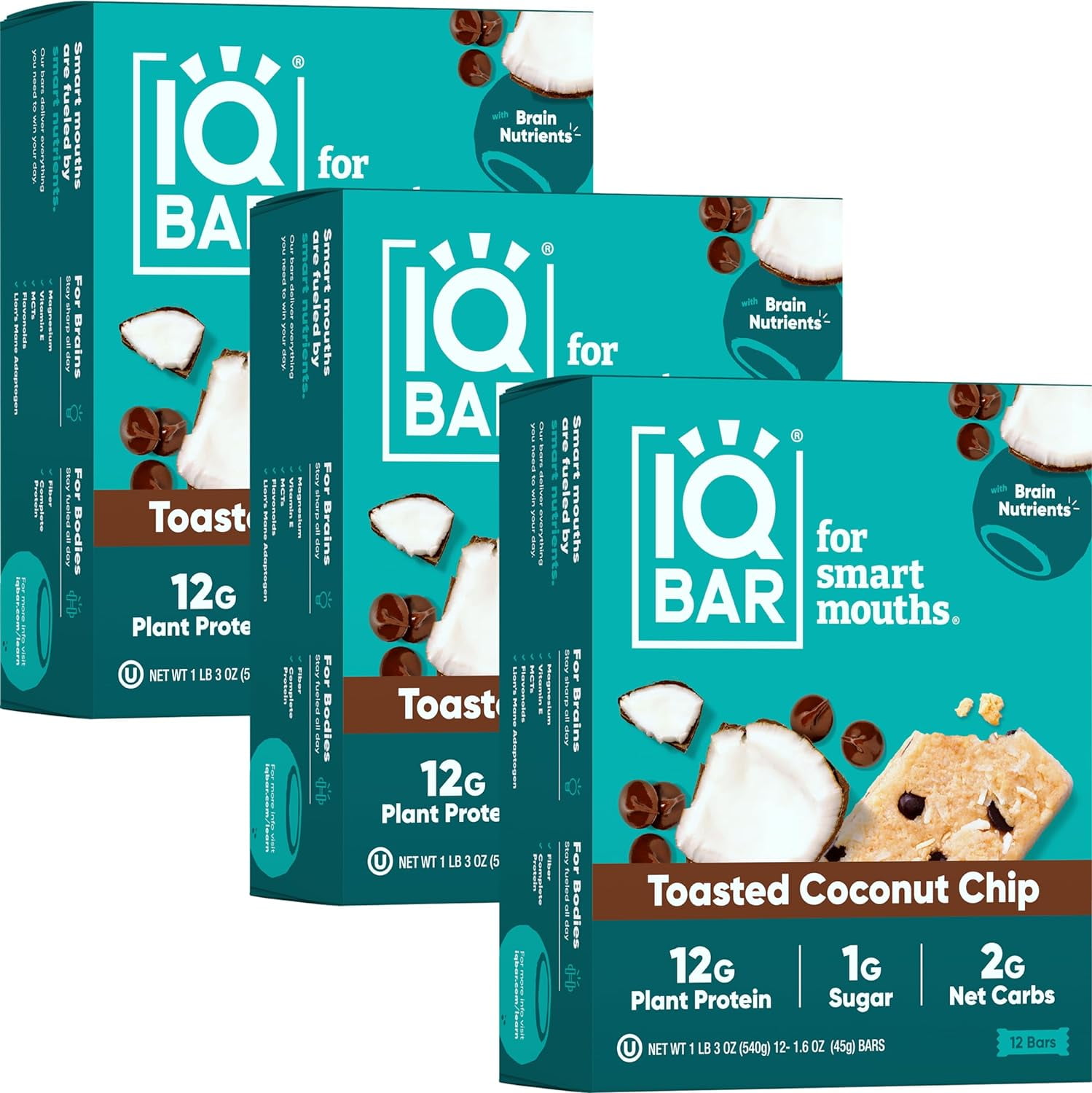 Brain and Body Plant Protein Bars - Toasted Coconut Chip - 36 Count ...