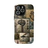 Brain and Heart Sketch Phone Case Vintage Science Art for iPhone 17 to ...