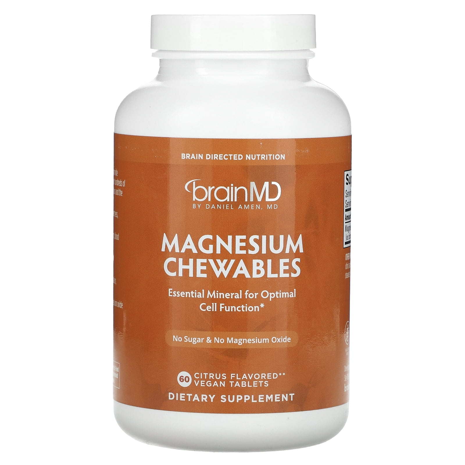 BrainMD Magnesium Chewables, Citrus, 150 mg , 60 Vegan Tablets ...