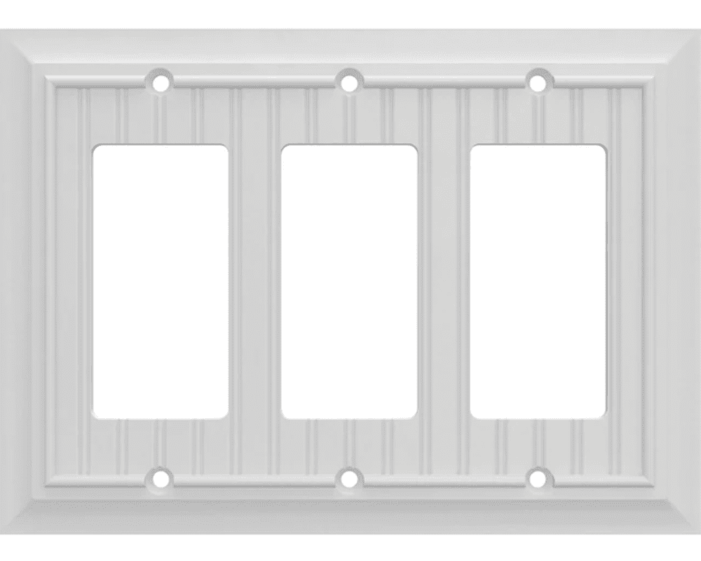 Brainerd Beadboard Wall Plate, Pure White Finish, Triple GFCI ...