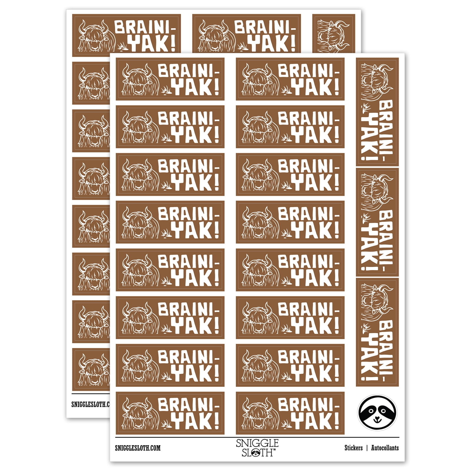 Braini-yak Brainiac Teacher Student School Sticker Set - Brown - Gloss ...