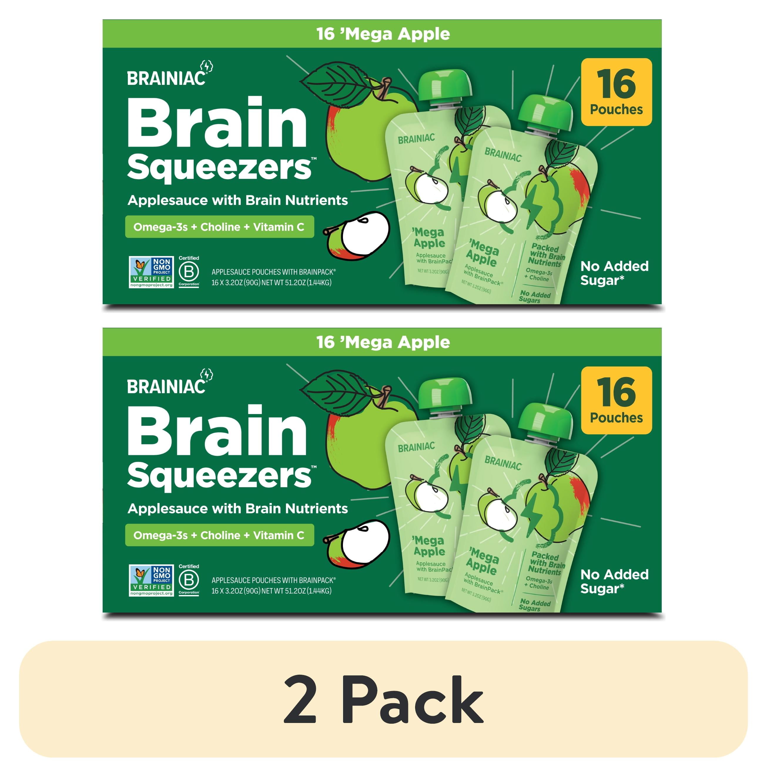(2 pack) Brainiac Brain Squeezers Applesauce with Omega-3s, 'Mega Apple ...