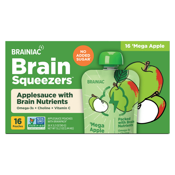 Brainiac Brain Squeezers Applesauce with Omega-3s, 'Mega Apple, No ...
