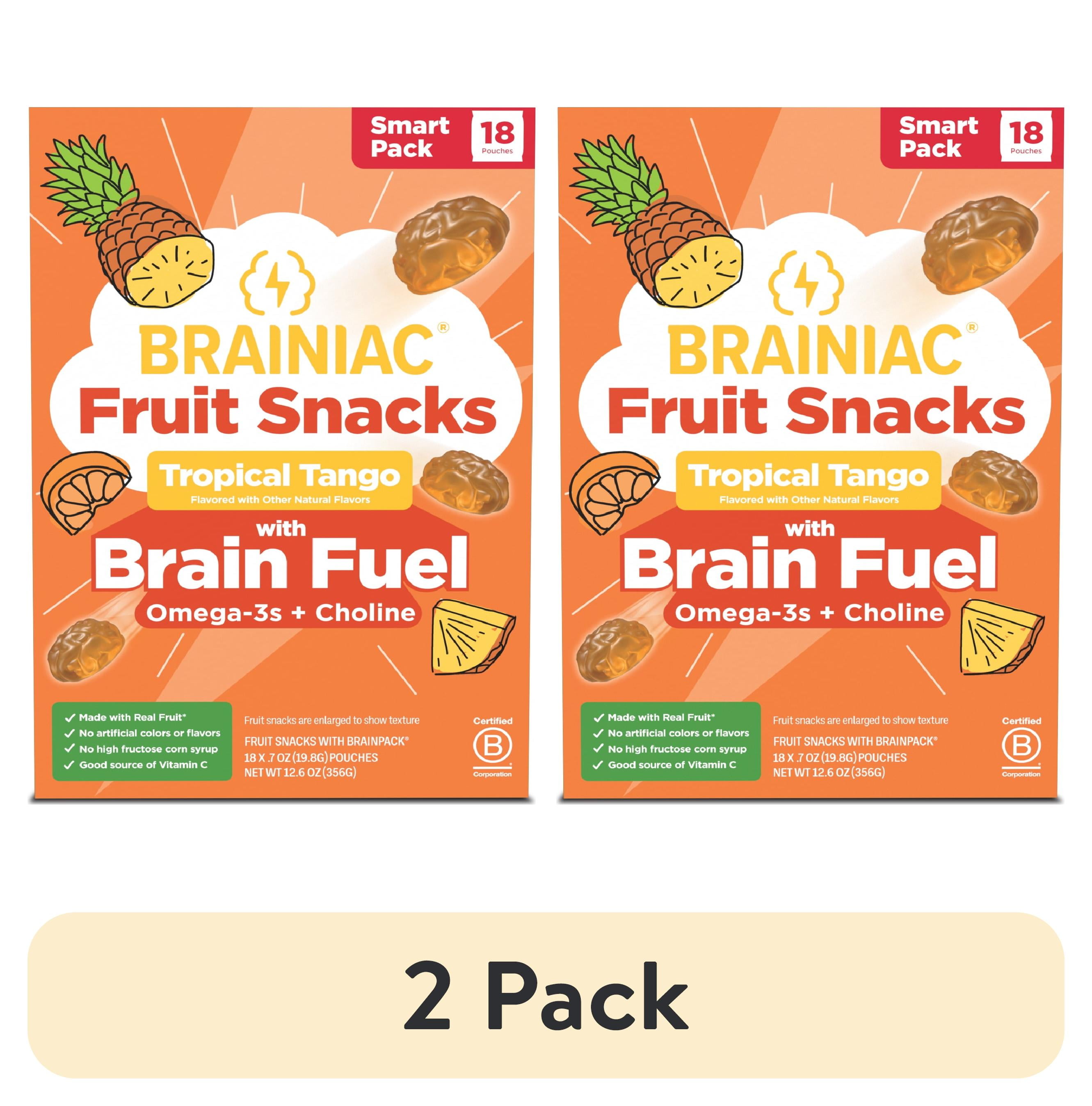 (2 pack) Brainiac Fruit Snacks with BrainPack, Tropical Flavor, 18ct ...