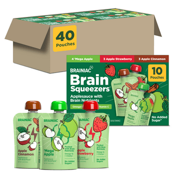 Brainiac Brain Squeezers Applesauce with Omega-3s, Apple, No Sugar ...