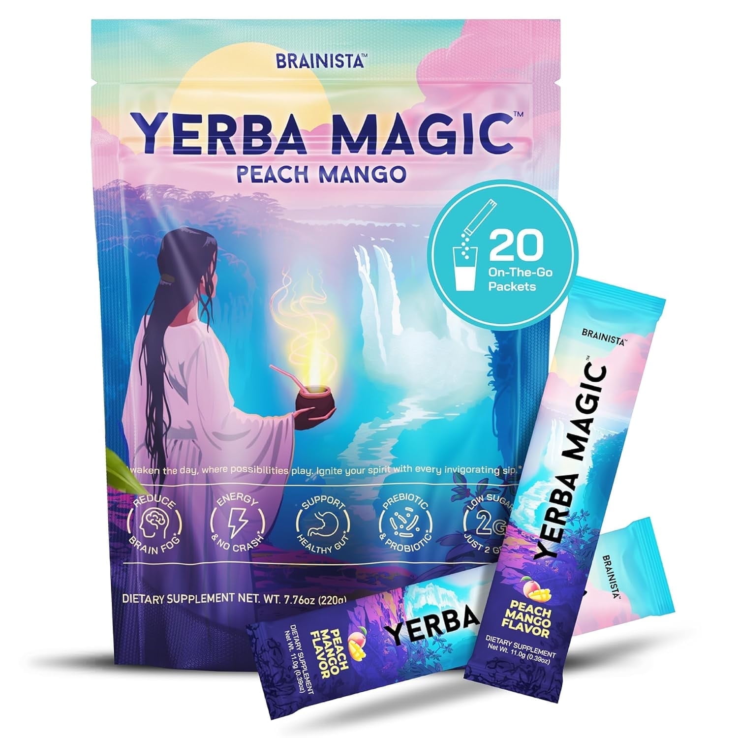 Yerba Magic, Instant Yerba Mate Tea Powder, Peach Mango, 20 Servings ...