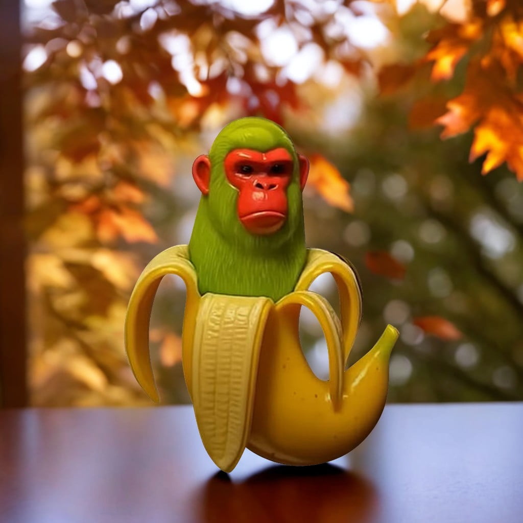 Brainrot Animals Chimpanzini Bananini Monkey Sculpture – Green Monkey ...